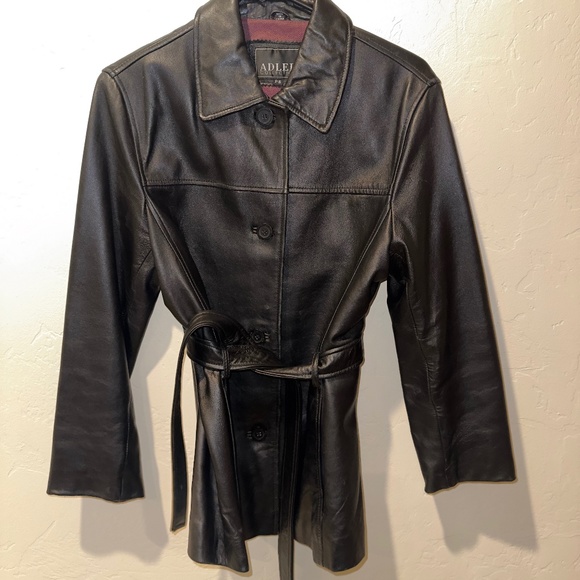 Jackets & Coats | Luxurious Black Leather Jacket With Red Lamb Skin ...